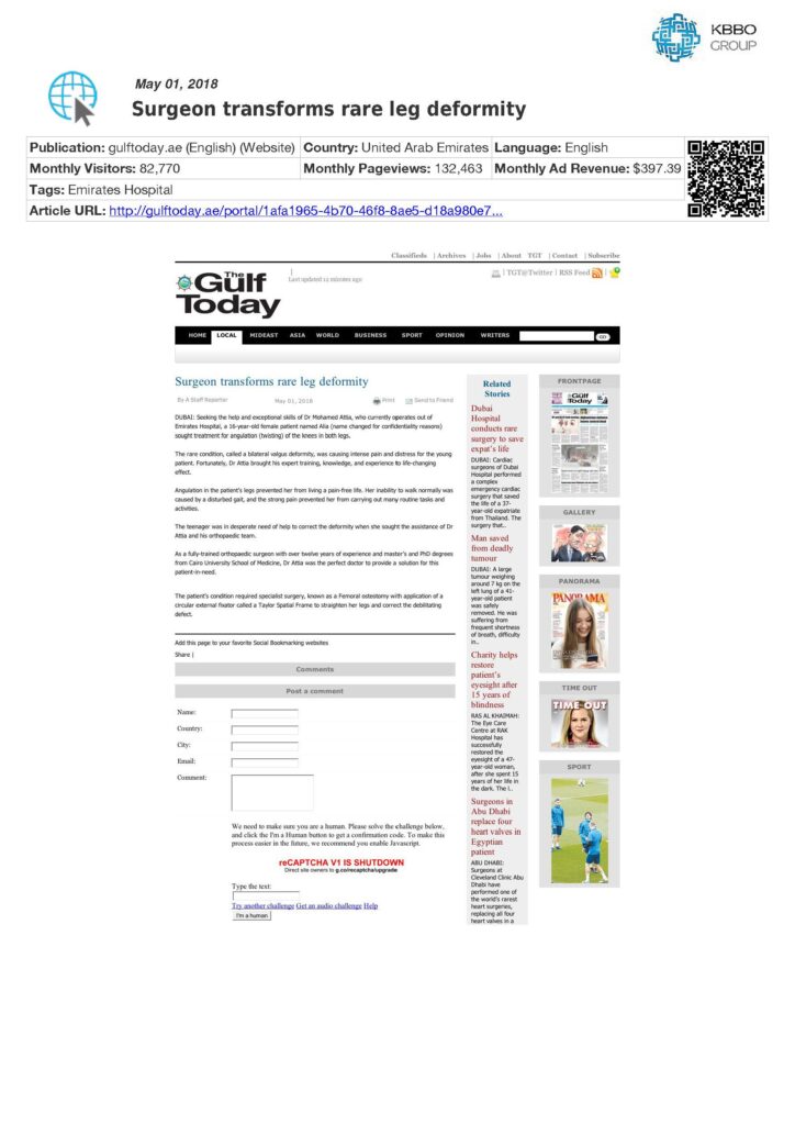 An Orthopedic surgeon transformed a 16-year-Alia’s rare leg deformity ...